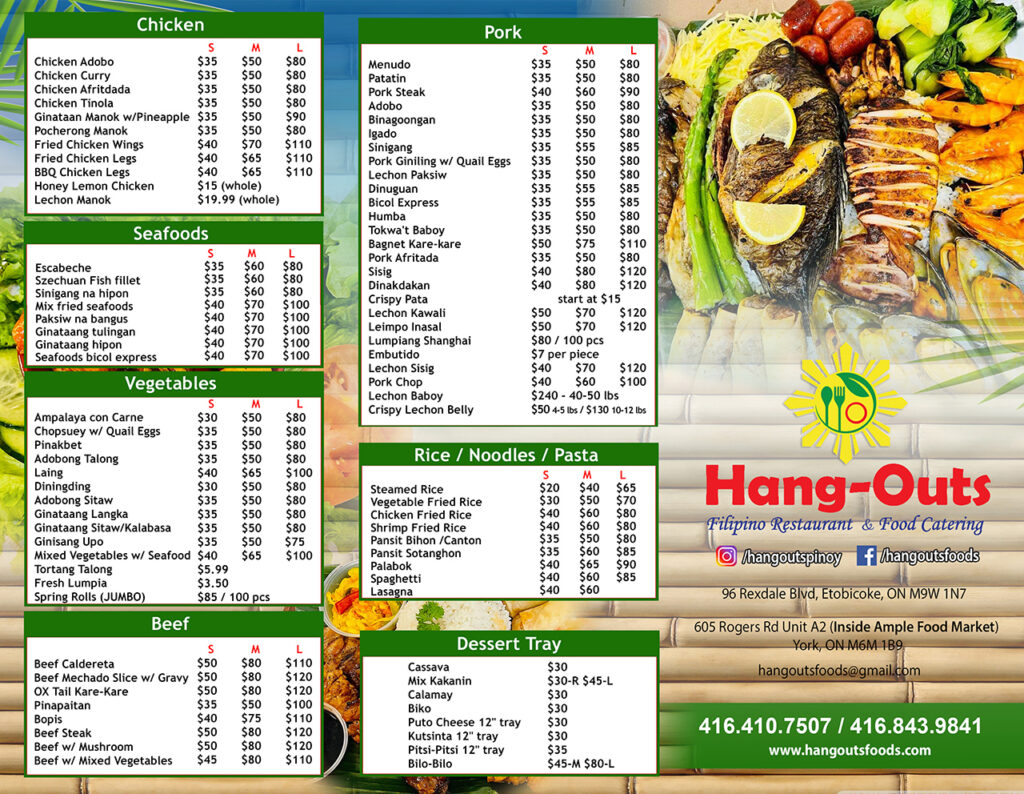 Menu | HANG-OUTS SNACK, REFRESHMENT & FOOD CATERING